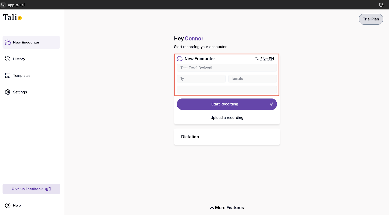Record patient notes using Tali-CHR integration